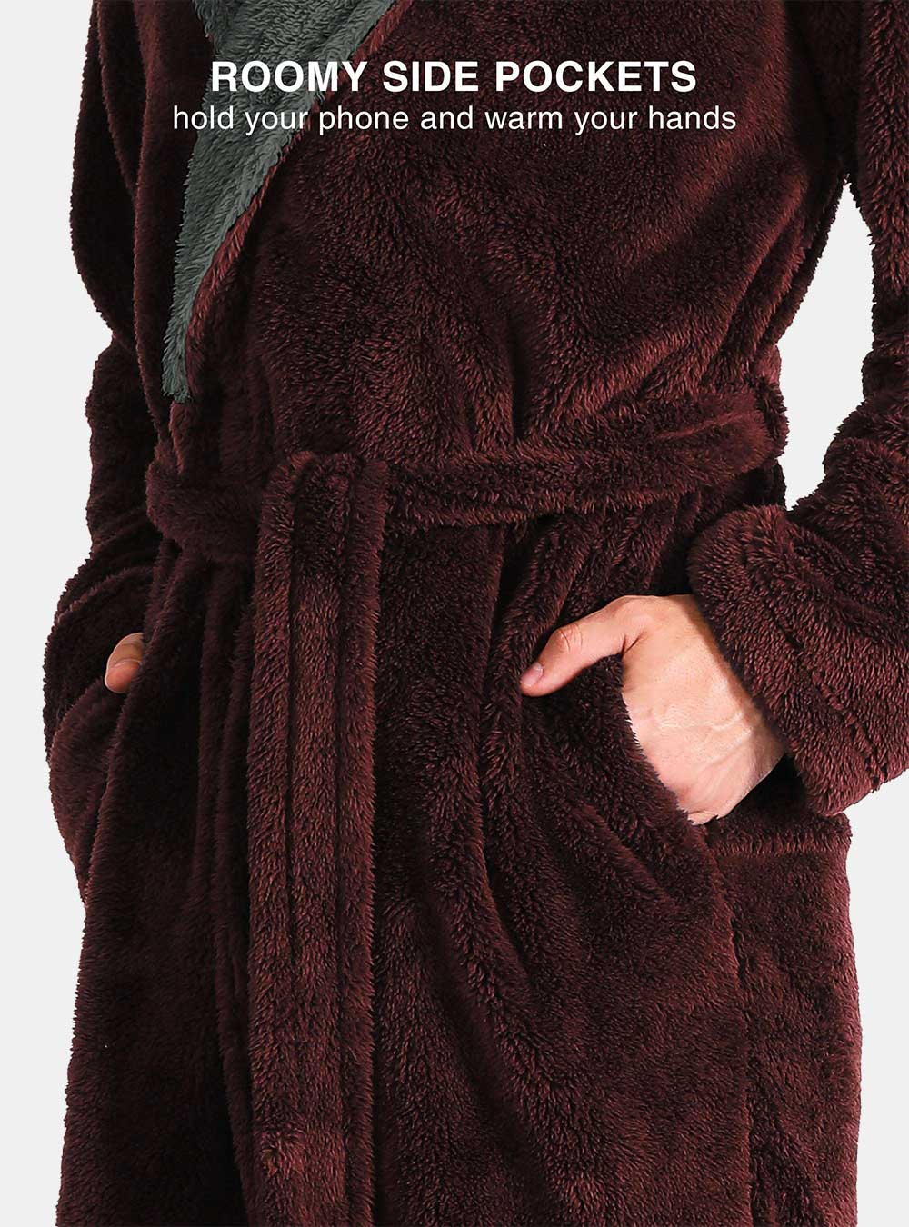 David Archy Flannel Robe With Hooded Premium Micro Fleece Full Length ...